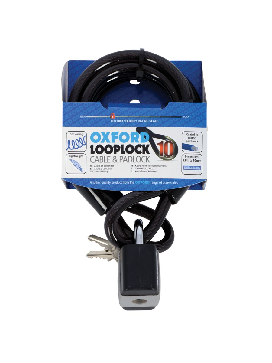 Oxford Loop Lock10 Hooped Cable + Padlock - FREE UK DELIVERY & RETURNS ...